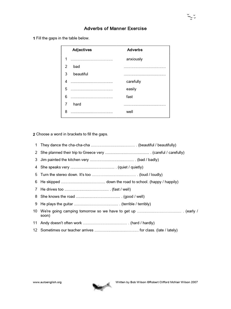 adverbs of manner 1 | PDF
