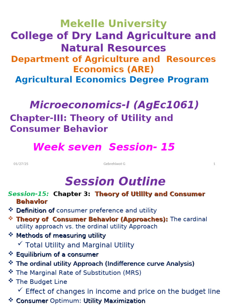 Micro E Ch-3 Theory of Utility and Consumer Behavior | PDF | Utility ...