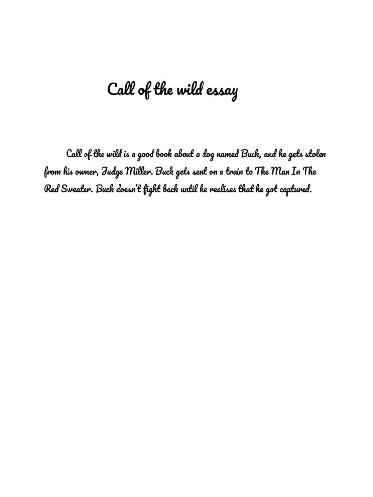 Call of The Wild Essay | PDF