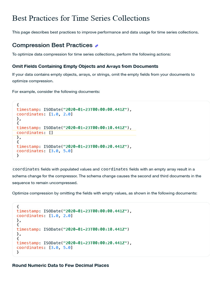 Best Practices For Time Series Collections - MongoDB Manual v8.0 | PDF | Sensor | Mongo Db