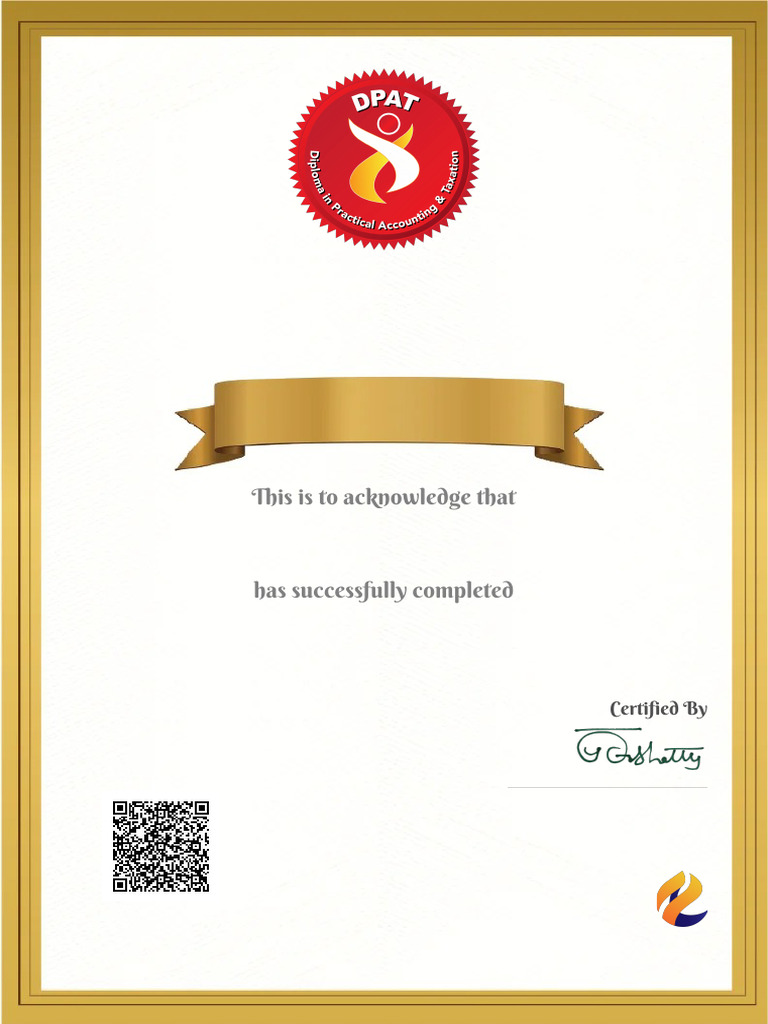 DPAT GST PRO Completion Certificate | PDF