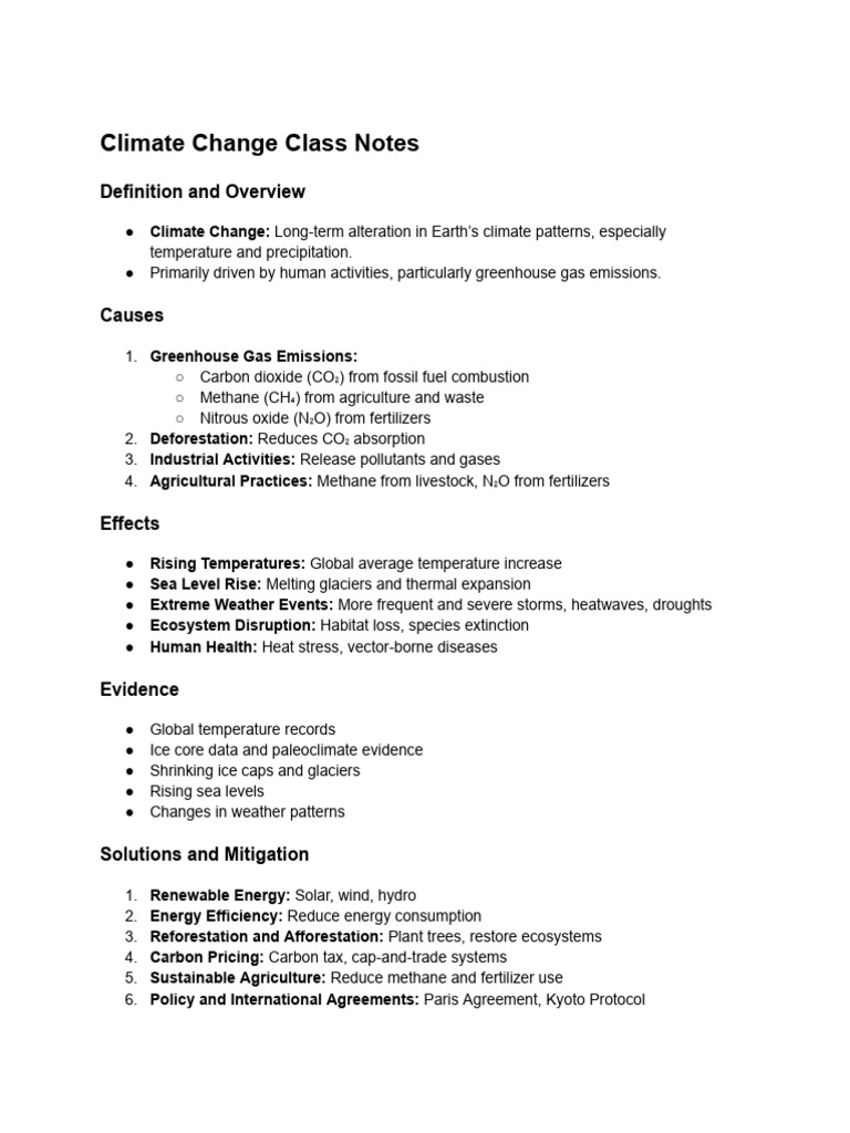Climate Change Class Notes | PDF