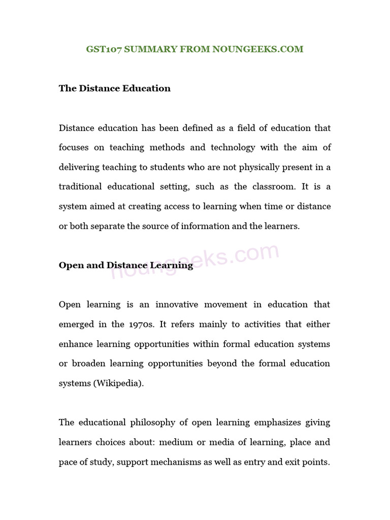 The Distance Education | PDF | Educational Assessment | Learning