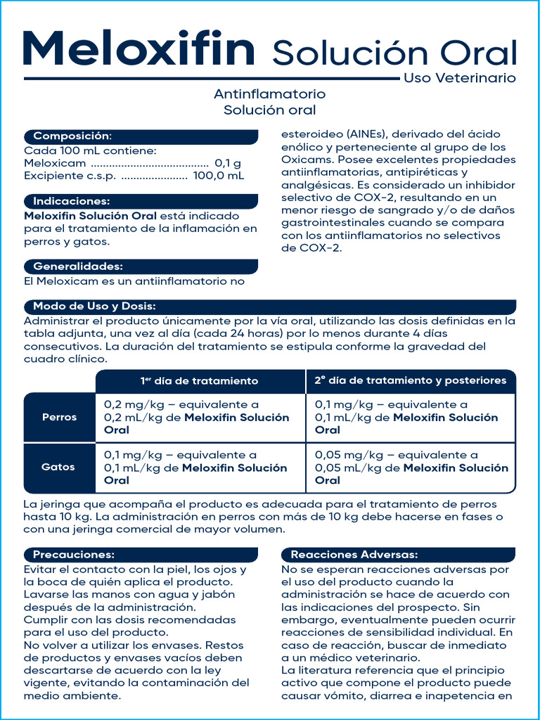 Meloxifin: Antiinflamatorio para Mascotas | PDF | Droga anti ...