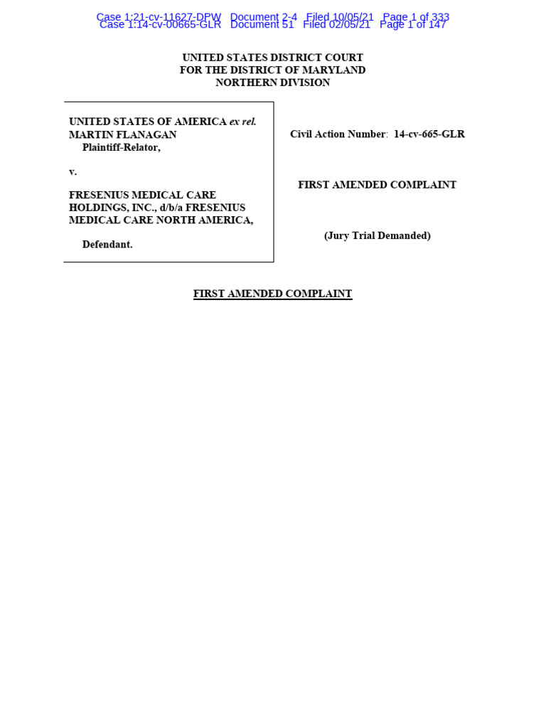 Flanagan V. Fresenius Medical Care Holdings | PDF | Medicare (United ...