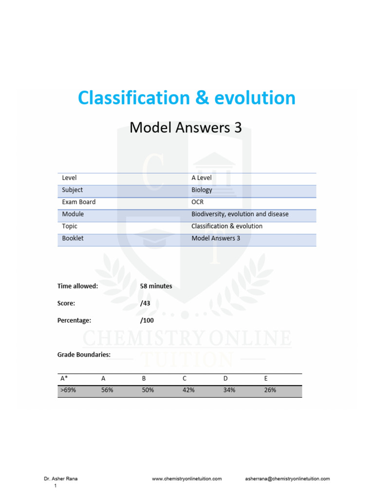 Model Answer Booklet 3 | PDF | Fungus | Cell (Biology)