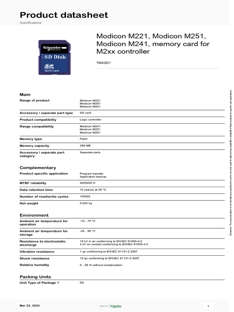 Logic Controller - Modicon M221 - TMASD1 | PDF