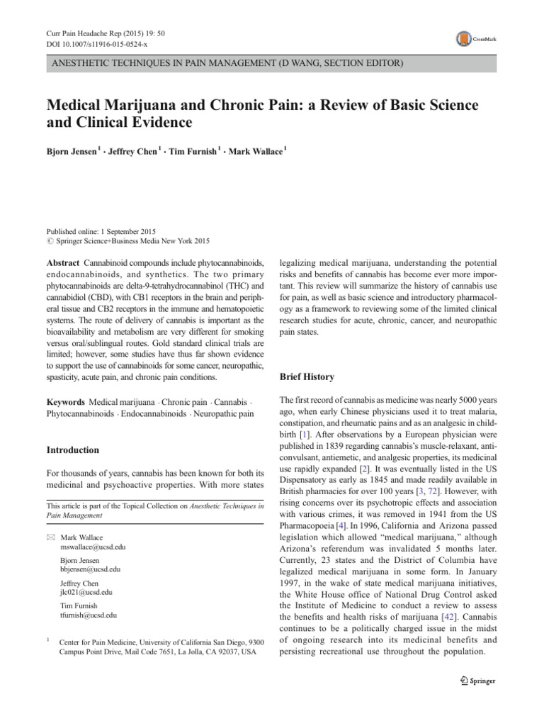Medical Marijuana Chronic Pain | PDF | Medical Cannabis ...
