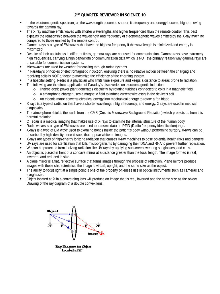 Q2-REVIEWER IN SCIENCE 10 | PDF | Electromagnetic Radiation | X Ray