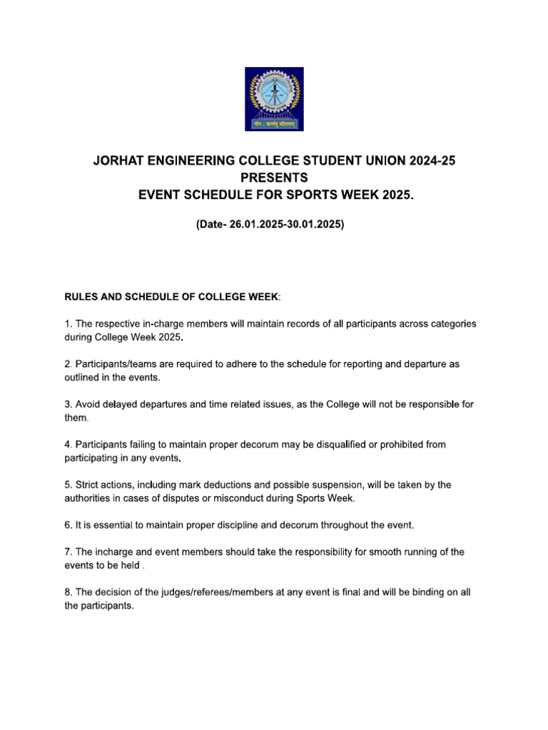 College Week Schedule 2025 | PDF