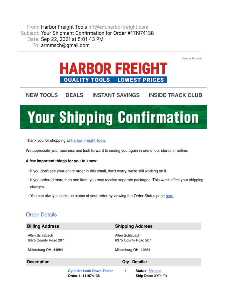 Your Shipment Confirmation For Order #111974138 | PDF