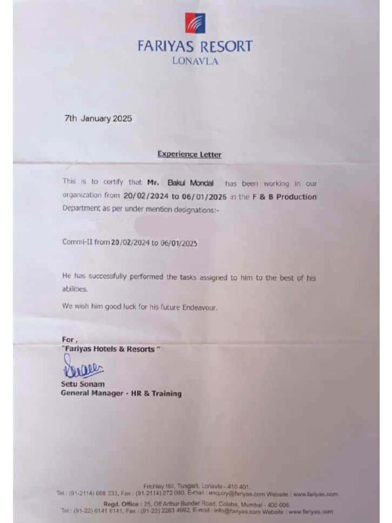 Experience.letter | PDF