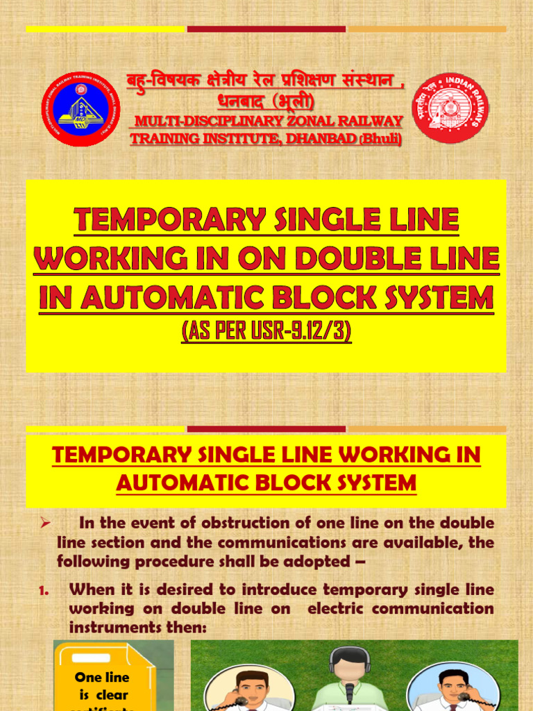 Single Line Working in Automatic Block System (As Per USR-9.12) | PDF | Telephone ...