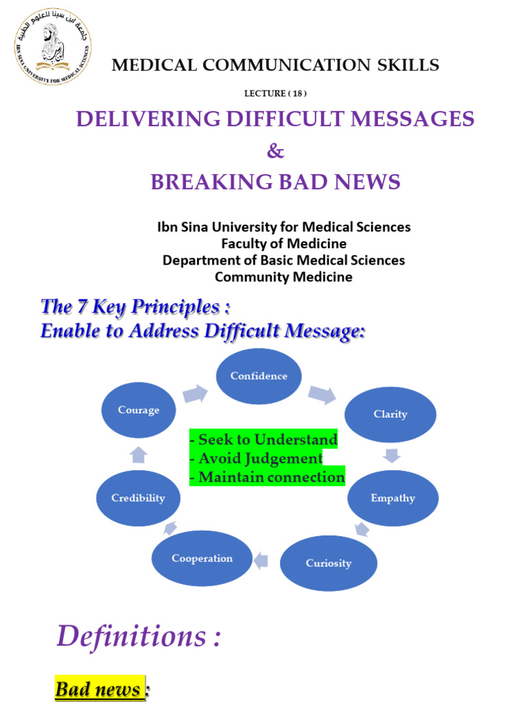 Lecture 18 Delivering Difficult Messages and Breaking Bad News | PDF