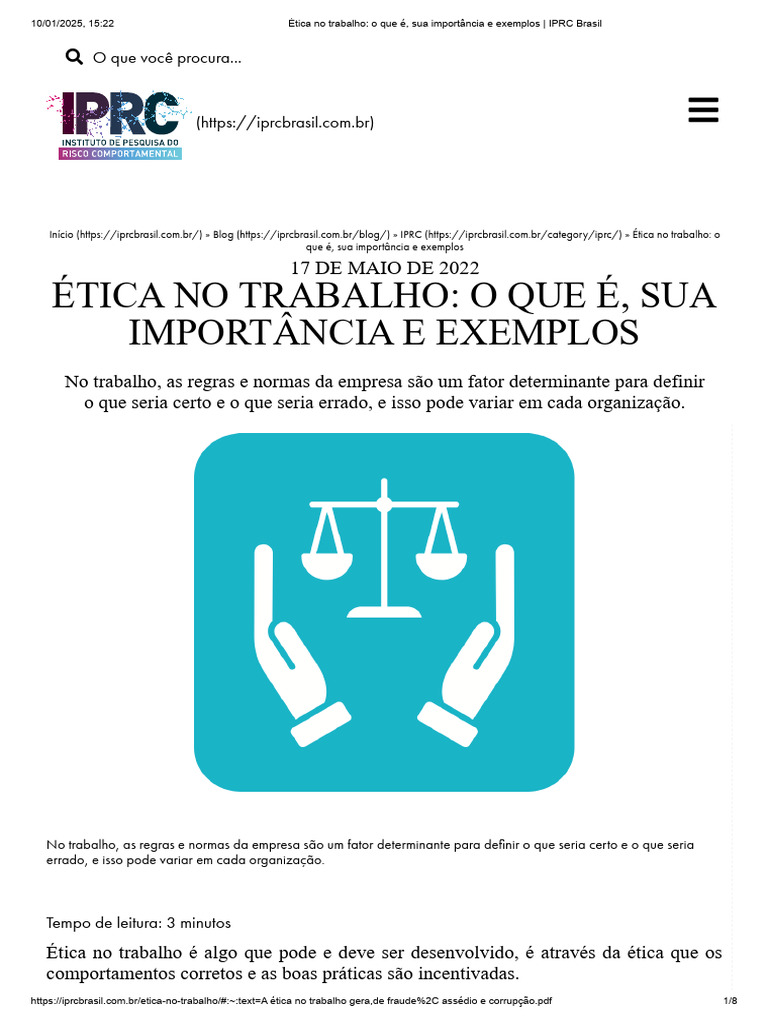 Ética no Trabalho: Importância e Exemplos | PDF | Moralidade ...