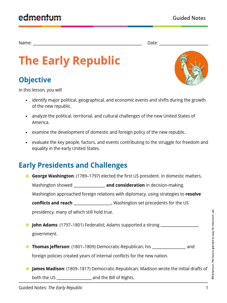 Early Republic Guided Notes | PDF | The United States | Abolitionism In ...