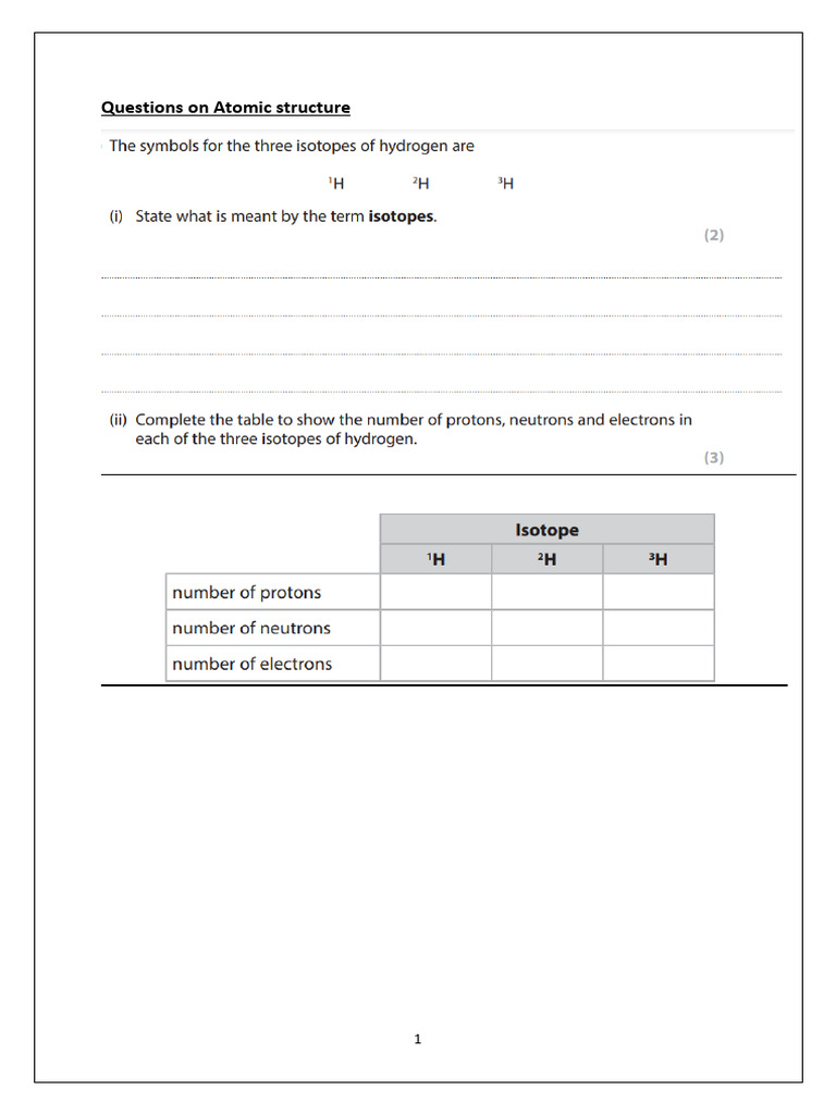 Atomic Structure Questions Guide | PDF