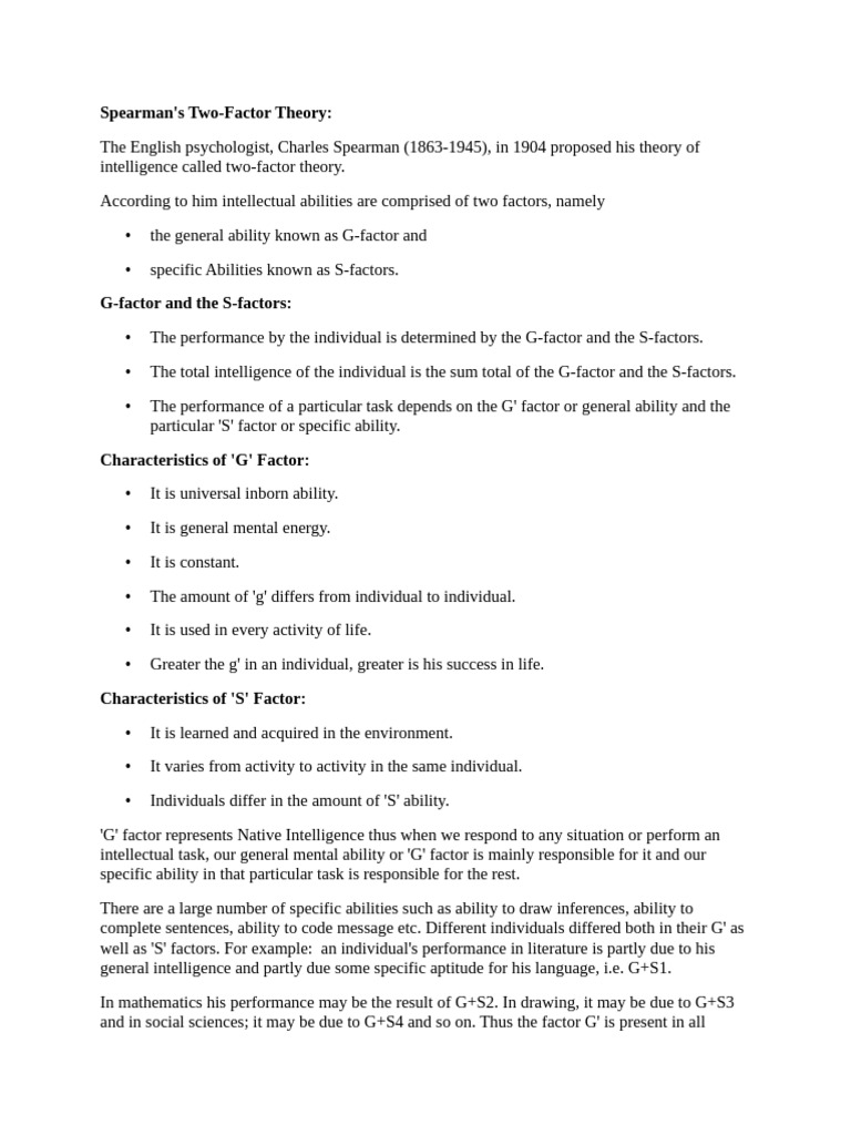 Spearman | PDF | Intelligence | Behavior Modification