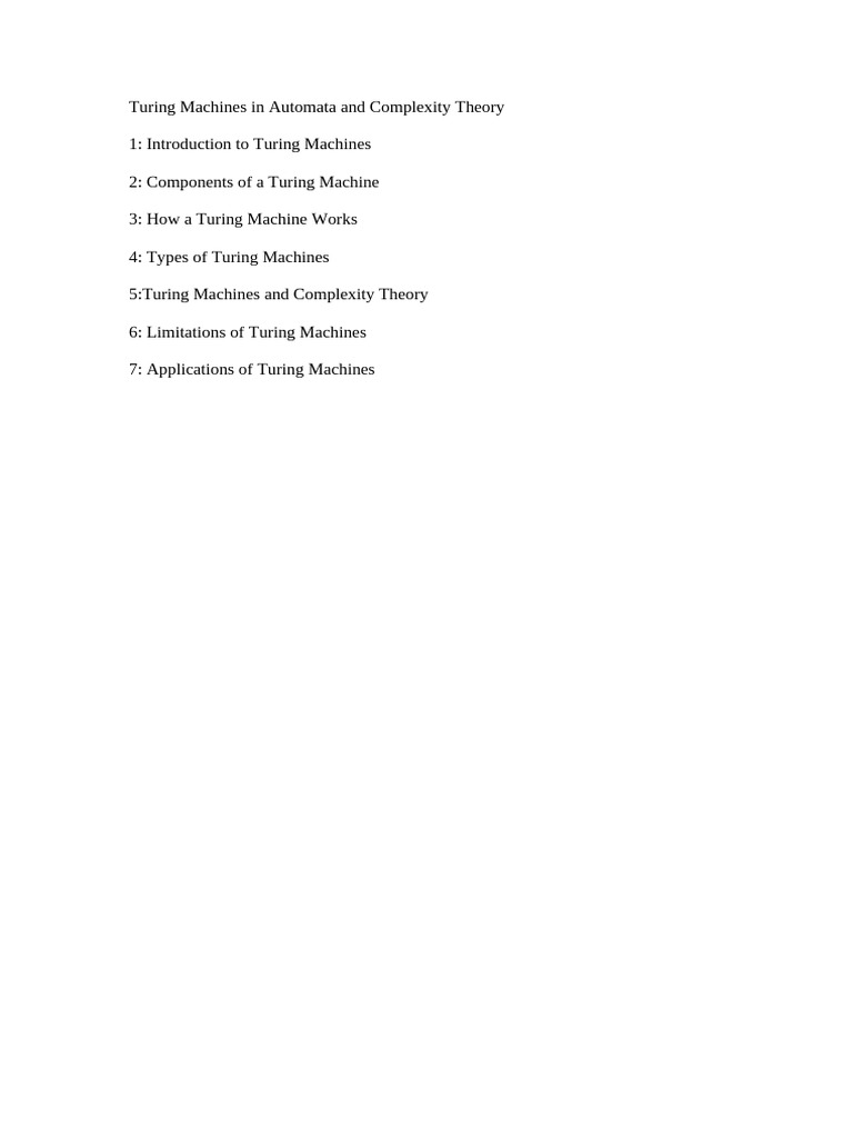 Turing Machines in Automata and Complexity Theory | PDF