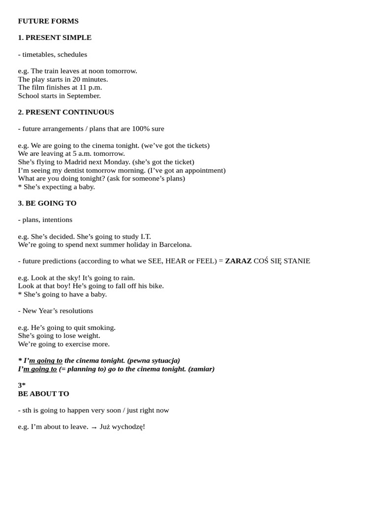 FUTURE FORMS | PDF | Language Mechanics | Linguistic Morphology