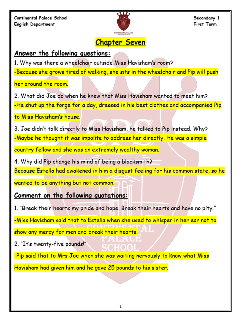 Great Expectations Chapter 7 | PDF