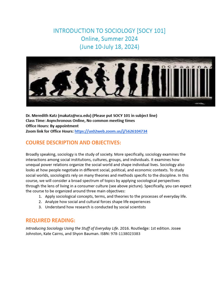 SOCY 101: Intro to Sociology Syllabus | PDF | Sociology | Plagiarism