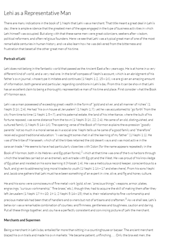 Lehi As A Representative Man | PDF