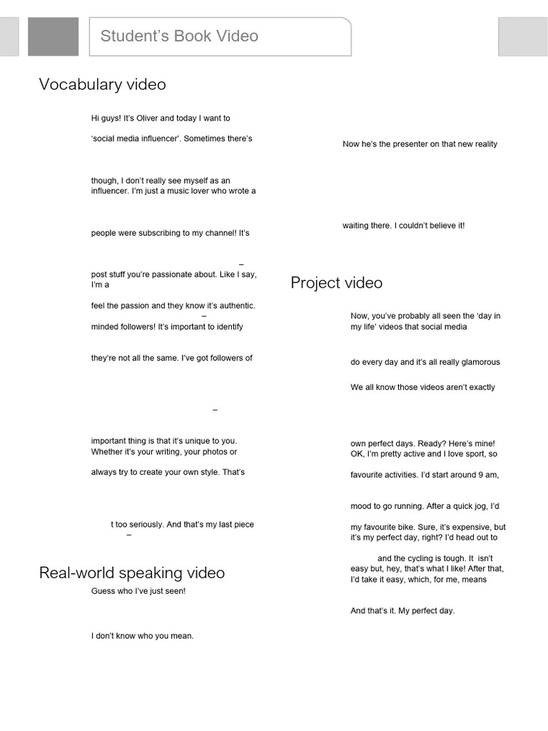 GIAE_L5_U3_Student Book_Video script | PDF