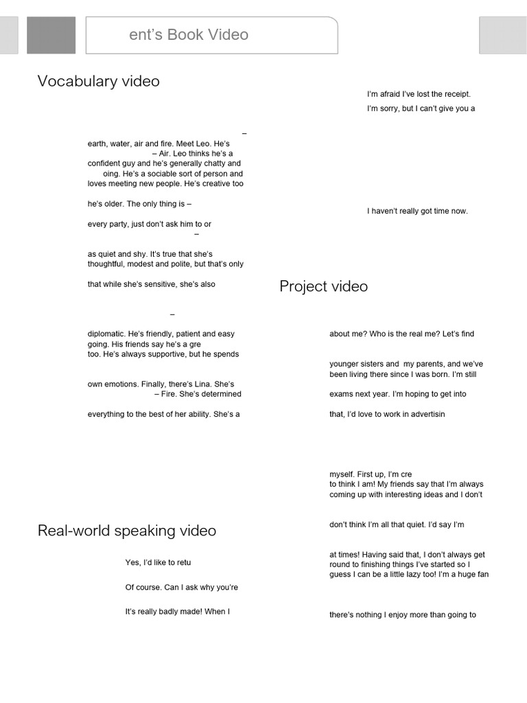 GIAE_L5_U1_Student Book_Video script | PDF