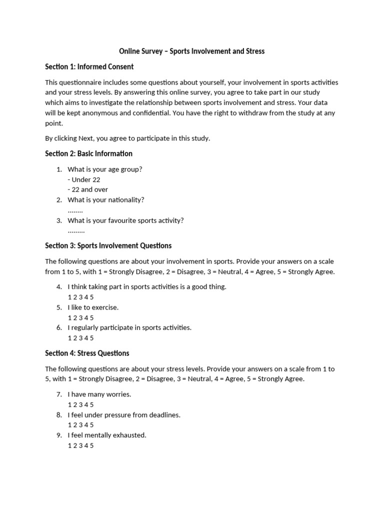 W5L1 Sample Questionnaire | PDF
