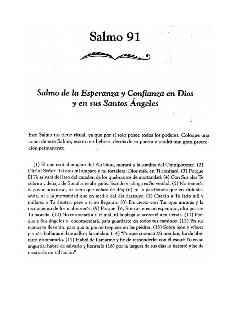 Salmo 91, Proteccion Hebreo Original | PDF