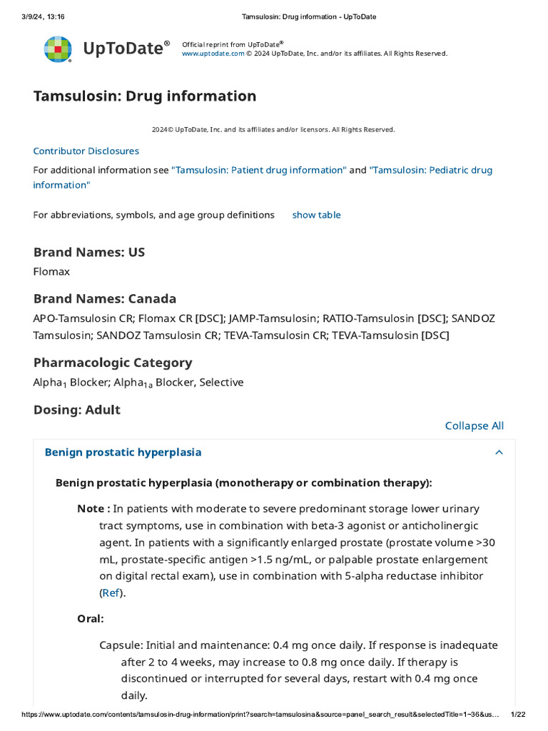 2.Tamsulosin_ Drug Information - UpToDate | PDF