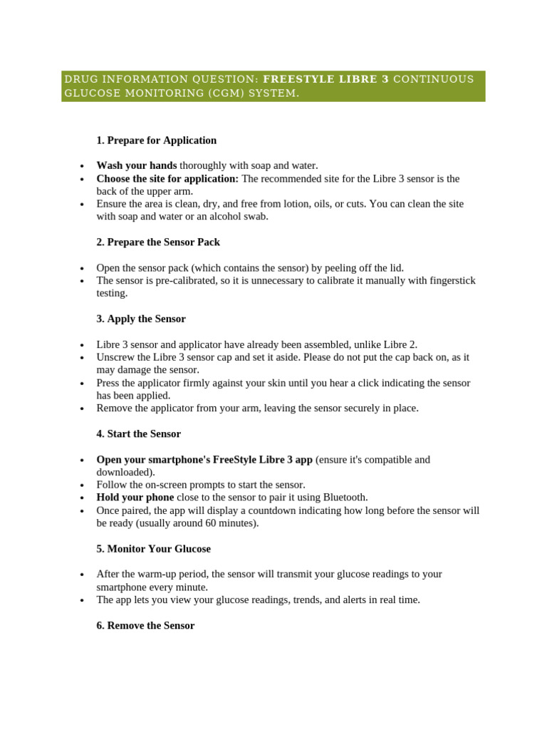 Freestyle Libre 3 Sensor Application Guide | PDF
