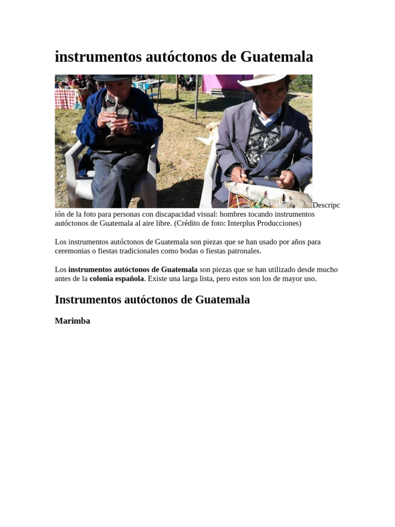instrumentos autóctonos auntenticos de Guatemala | PDF | Instrumentos ...