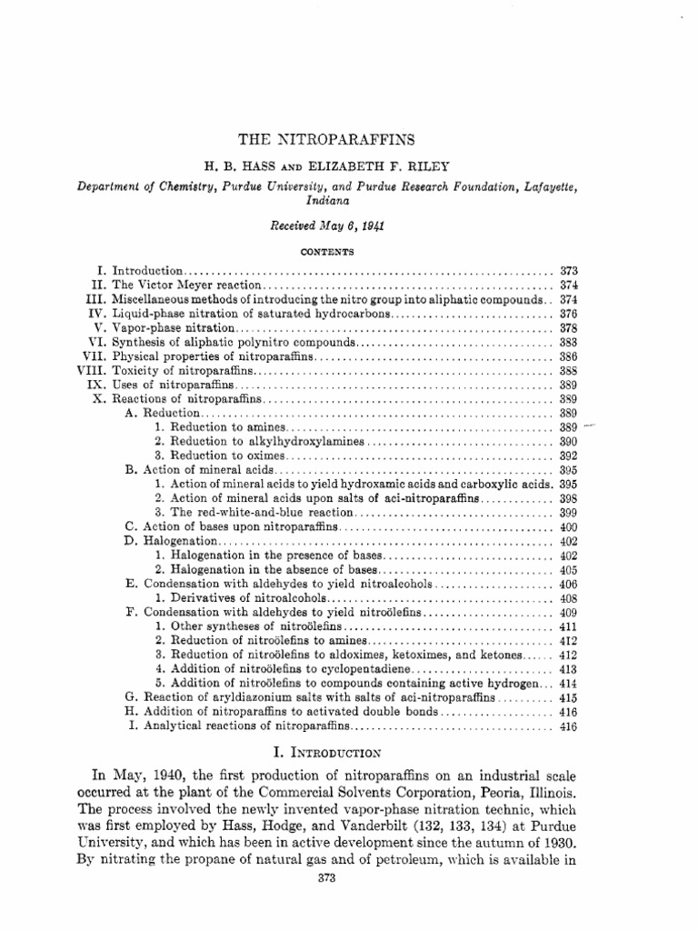 Overview of Nitroparaffins Synthesis | PDF