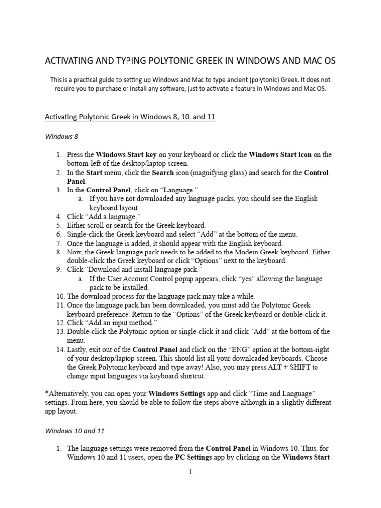 Greek Keyboard Instructions For PC and MacOS | PDF | Computer Keyboard | Software