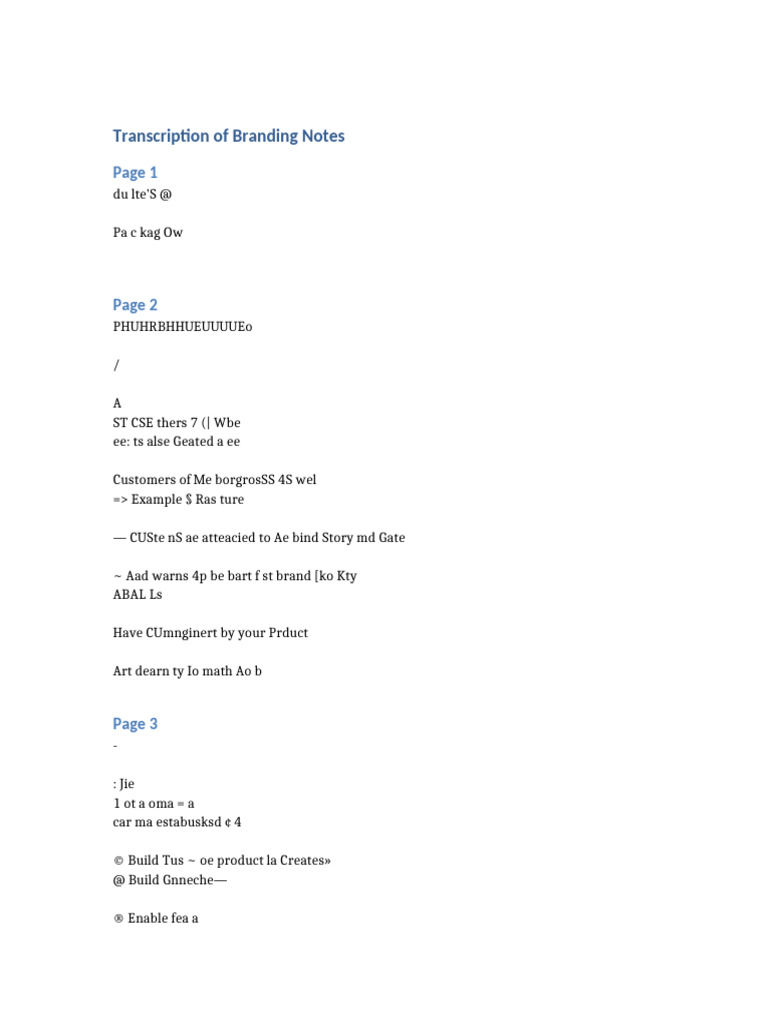 Branding Notes Transcription | PDF