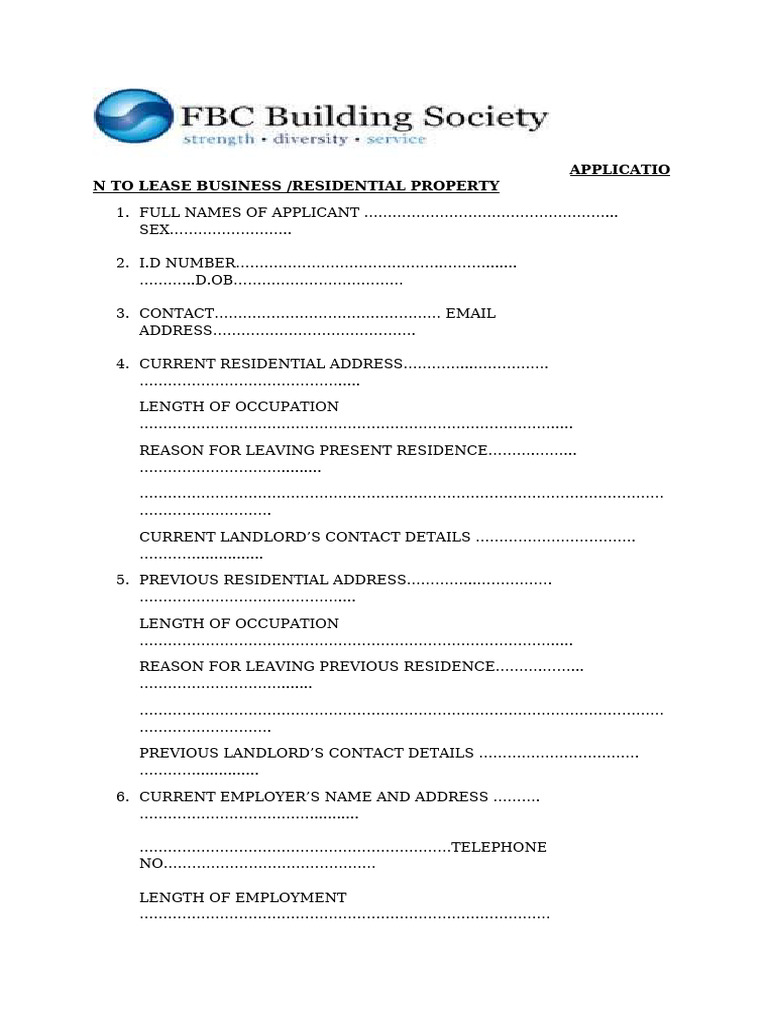 Application Form FBC Bank | PDF