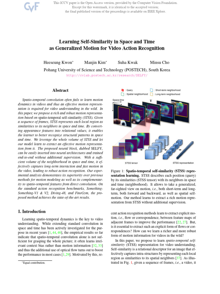 Kwon Learning Self-Similarity in Space and Time As Generalized Motion For ICCV 2021 Paper | PDF ...