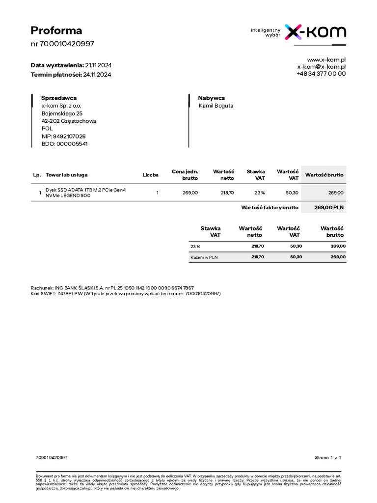 Proforma 700010420997 | PDF