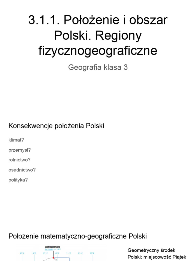 3.1.1. Położenie I Obszar Polski. Regiony Fizycznogeograficzne | PDF