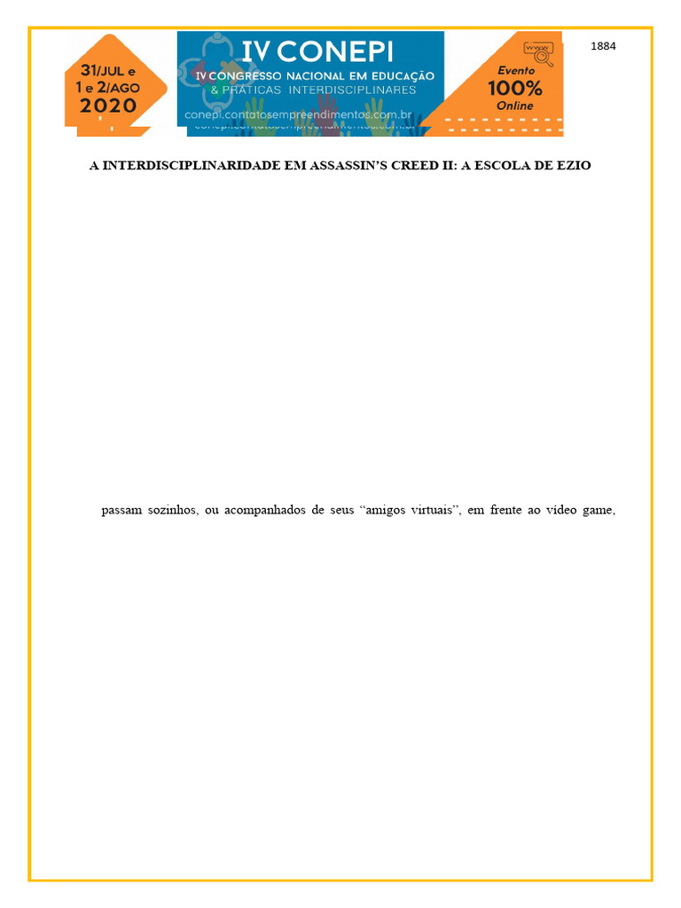 A Interdisciplinaridade em Assassin's Creed Ii | PDF | Pedagogia | Aprendizado