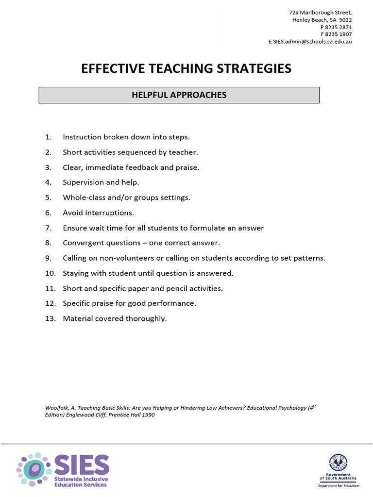 Effective Teaching Strategies | PDF | Teachers | Behavioural Sciences