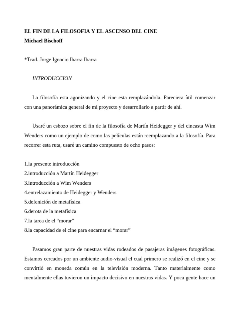 El Fin de La Filosofia y El Ascenso Del | PDF | Martin Heidegger | Metafísica