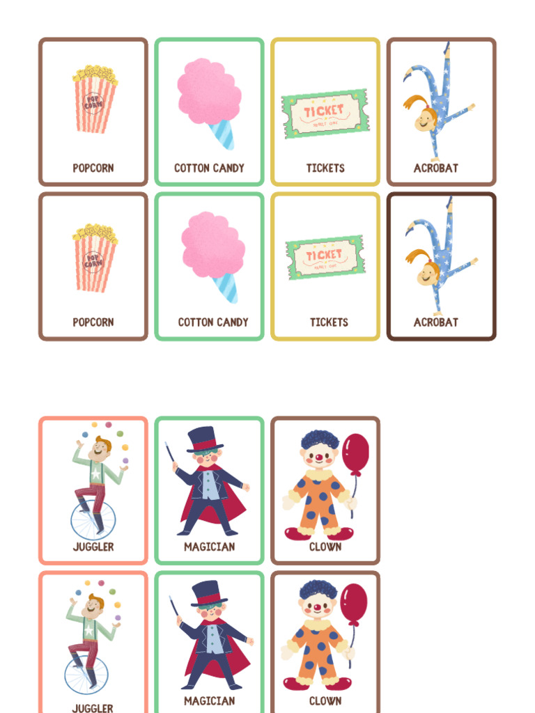 Colorful Sketchy Movie Vocabulary Memory Game Flashcards | PDF