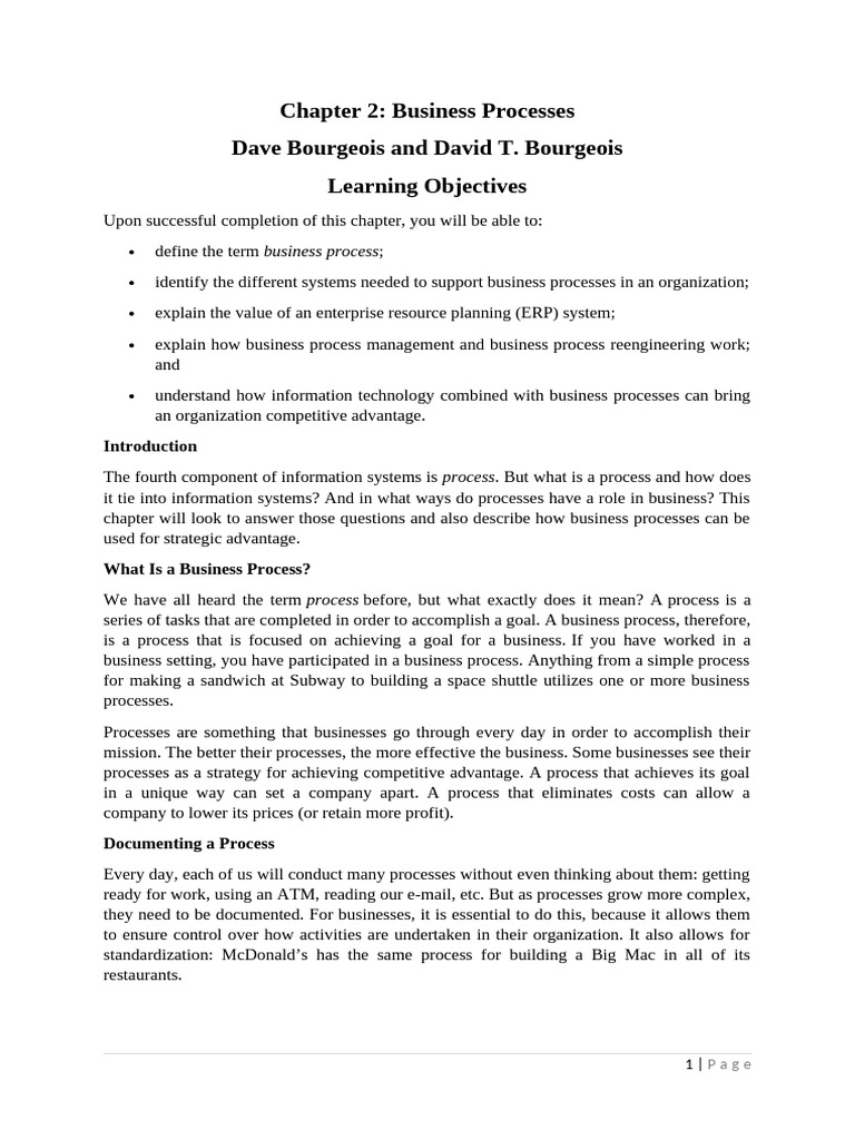 Chapter 2 - Busines Processes | PDF | Enterprise Resource Planning ...