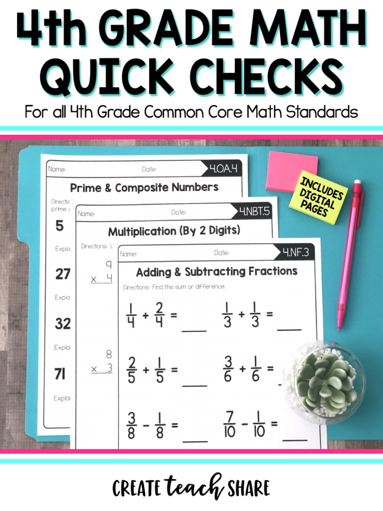 MathQuickChecks4thGradeMathReviewWorksheetsPrintDigital 1 | PDF ...