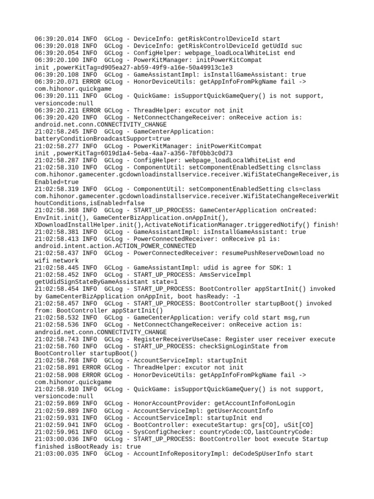 GameCenter Log: Errors & Init Processes | PDF | Computer Networking | Communications Protocols