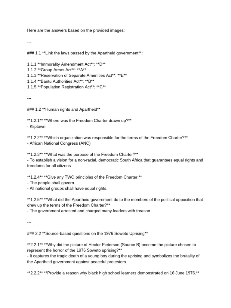 Here Are The Answers Based On The Provided Images | PDF | Apartheid ...