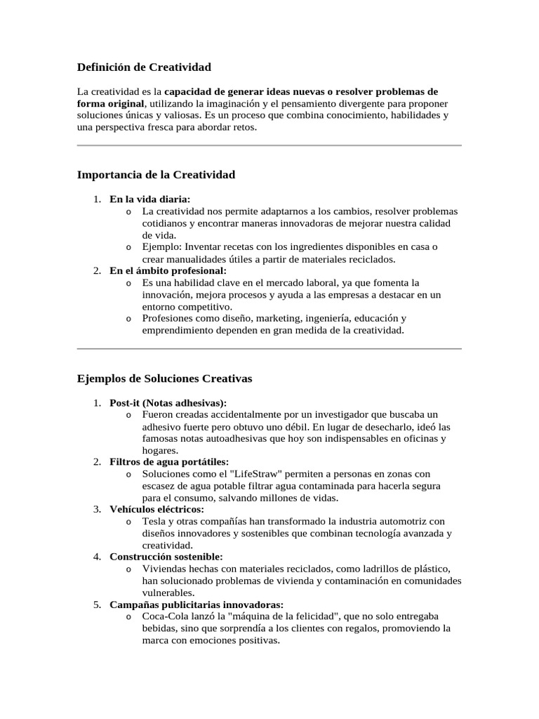 Definición de Creatividad | PDF